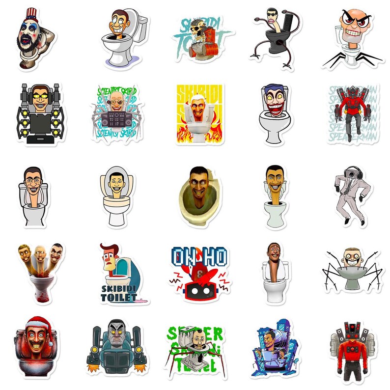 Skibidi Toilet Action Figure Set Clock Man and Stickers - Etsy