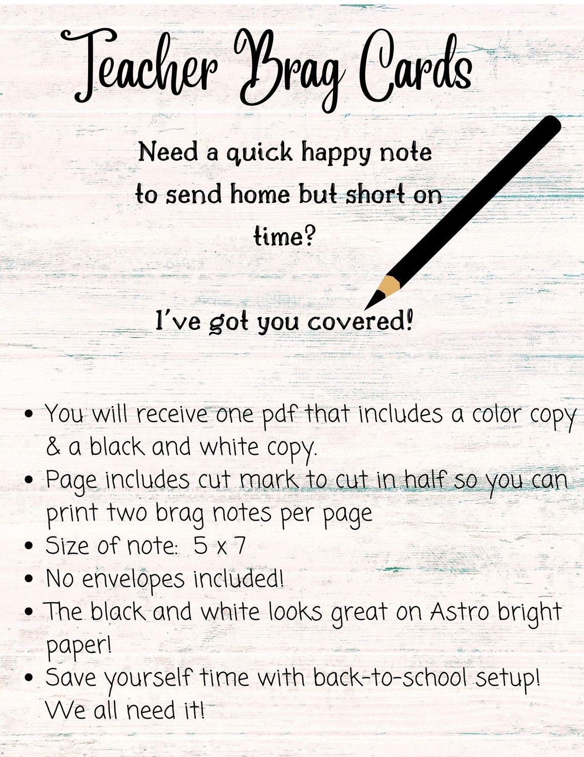 Teacher Note, Teacher Mail, Brag Note, Good Day Note, Back to Schoo ...