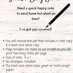 Teacher Note, Teacher Mail, Brag Note, Good Day Note, Back to Schoo ...