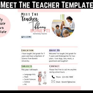 EDITABLE Meet the Teacher Canva Template - Etsy
