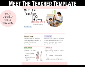 Meet the Teacher Template in Retro Pastel Editable Meet the - Etsy