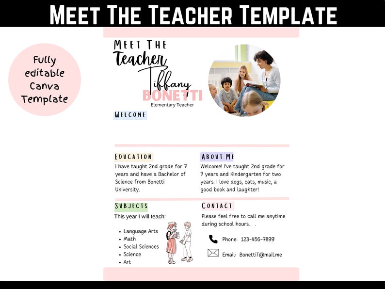 EDITABLE Meet the Teacher Canva Template - Etsy