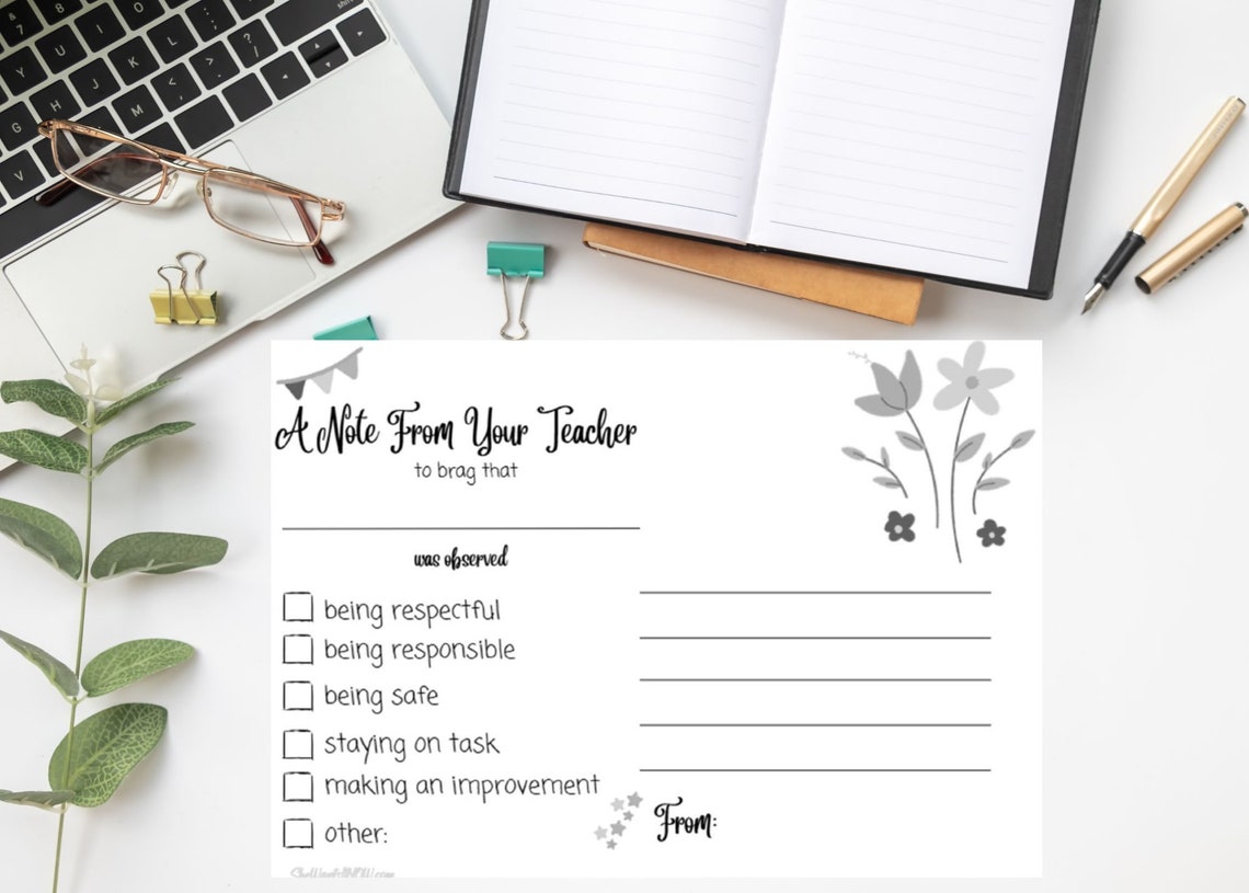 Teacher Note, Teacher Mail, Brag Note, Good Day Note, Back to Schoo ...