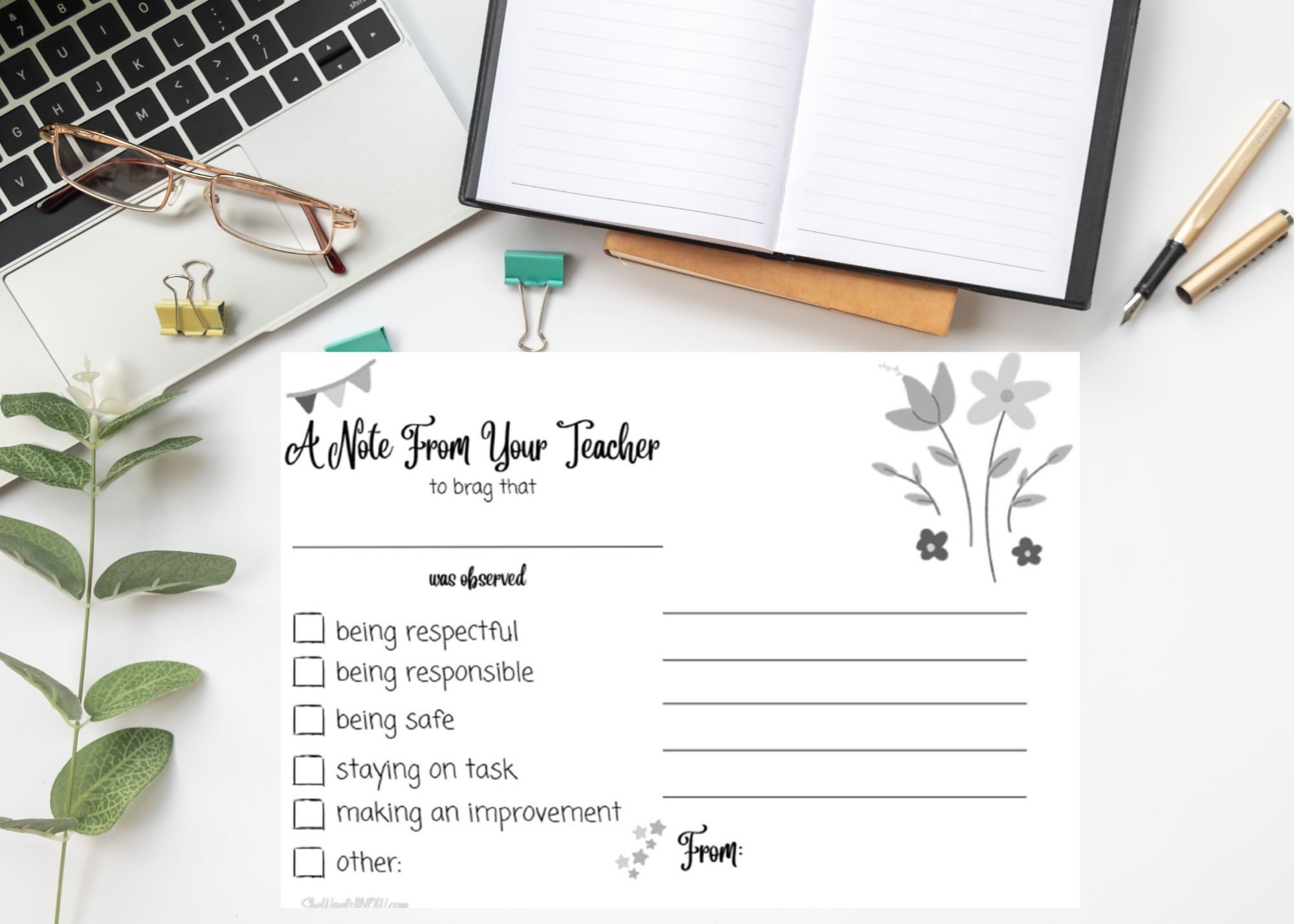 Teacher Note, Teacher Mail, Brag Note, Good Day Note, Back to Schoo ...