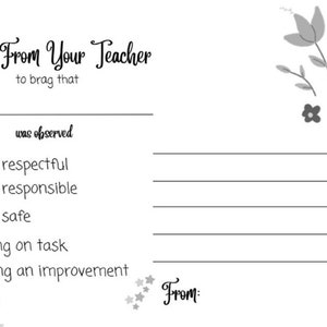 Teacher Note, Teacher Mail, Brag Note, Good Day Note, Back to Schoo ...