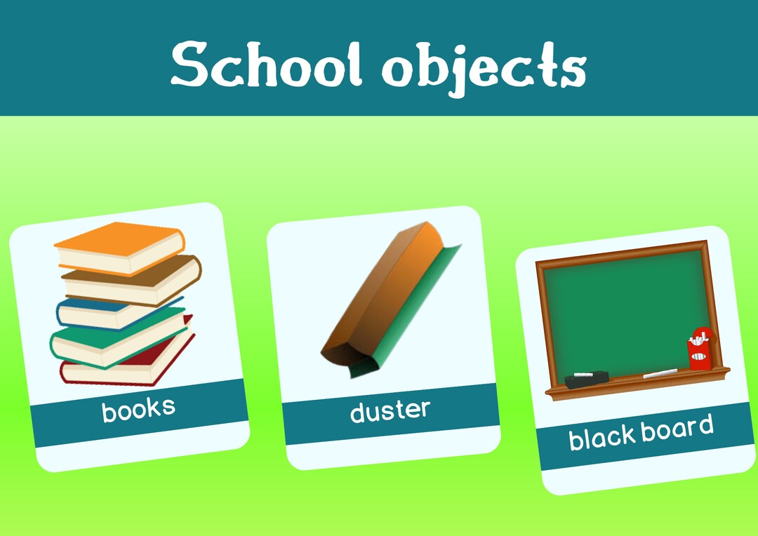 School Savvy: Editable PDF Printable School Objects Flashcards - Etsy