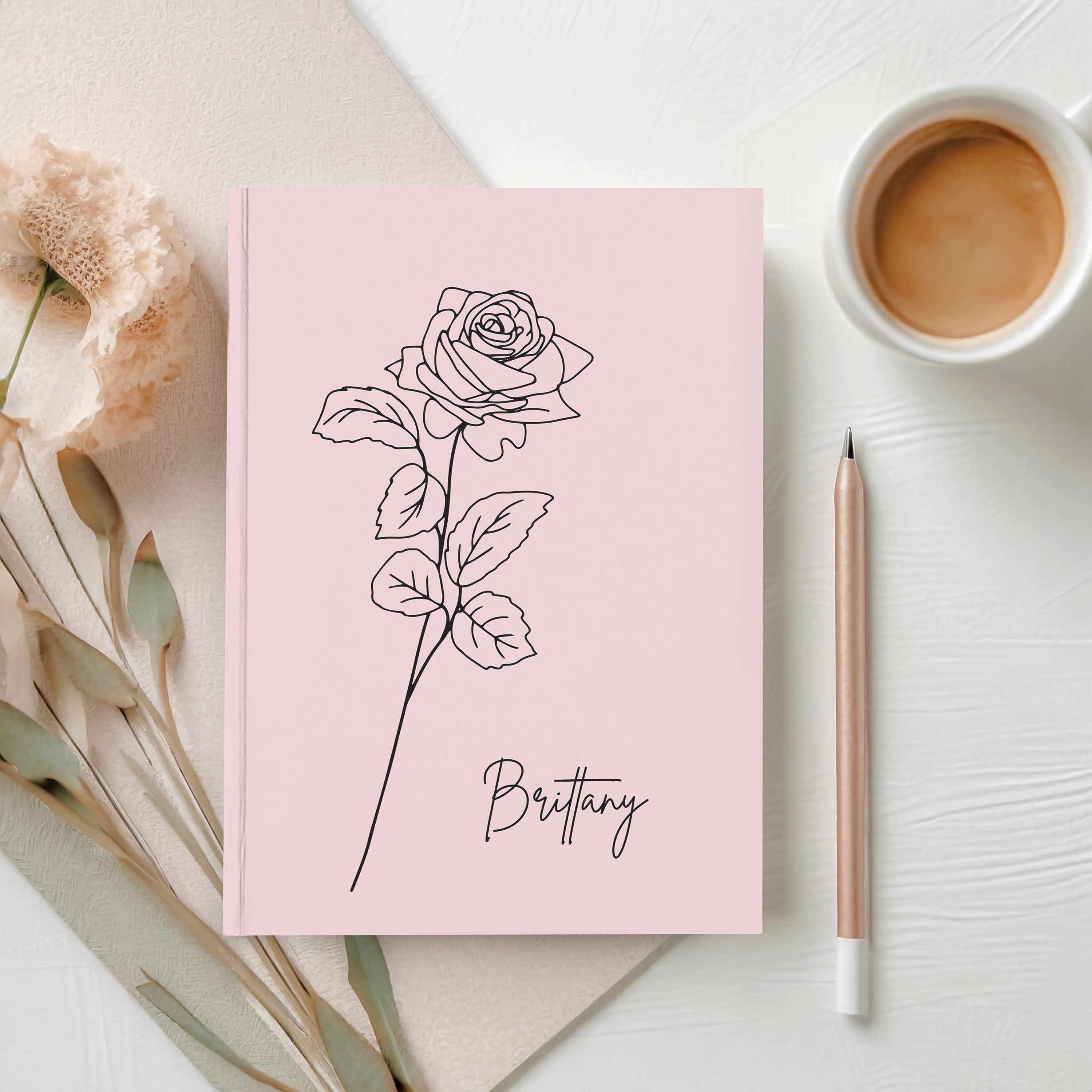 Personalized Birth Flower Hardcover Journal, Birth Month Gift, Custom ...