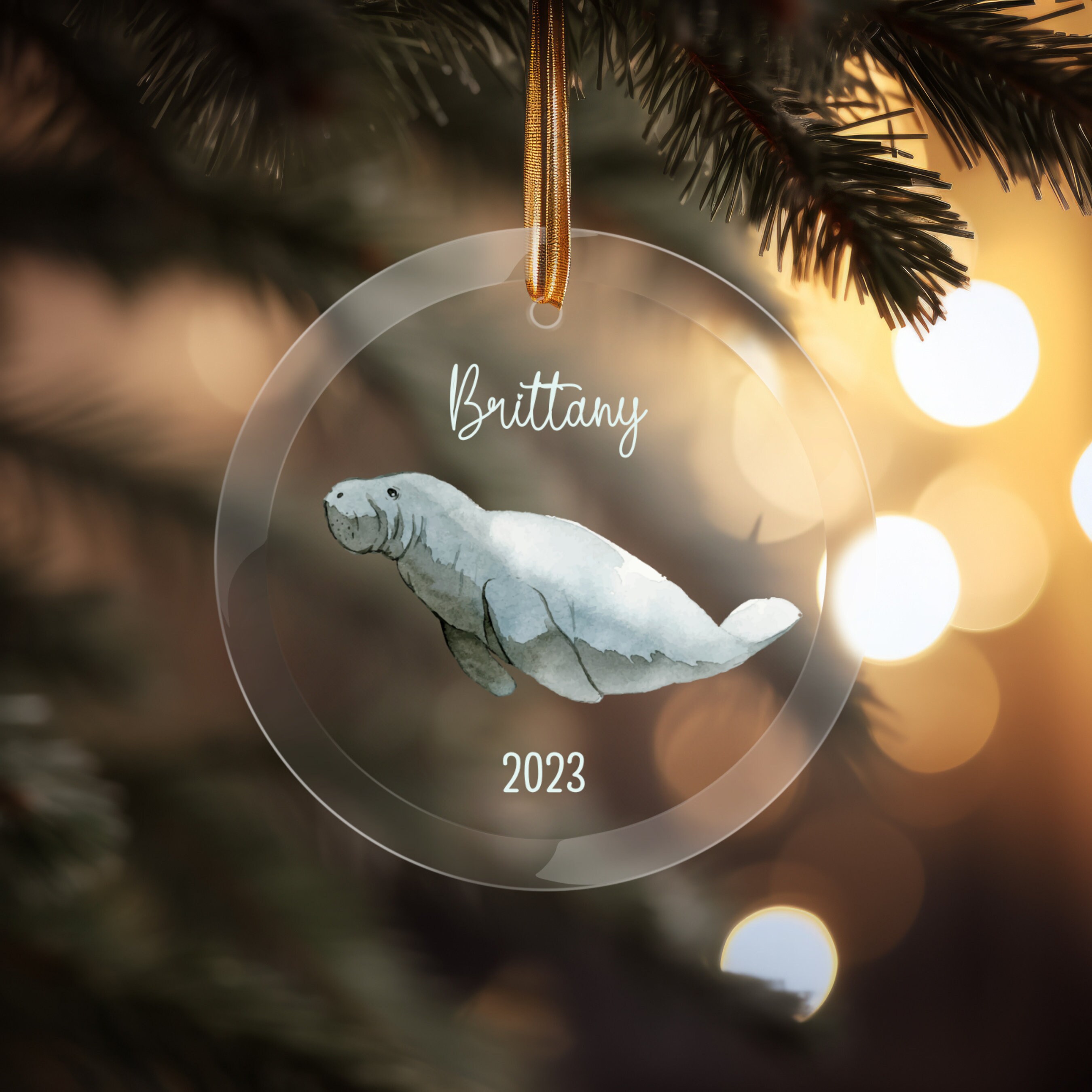 Personalized Manatee Ornament, Glass Manatee Ornament, Custom Florida ...