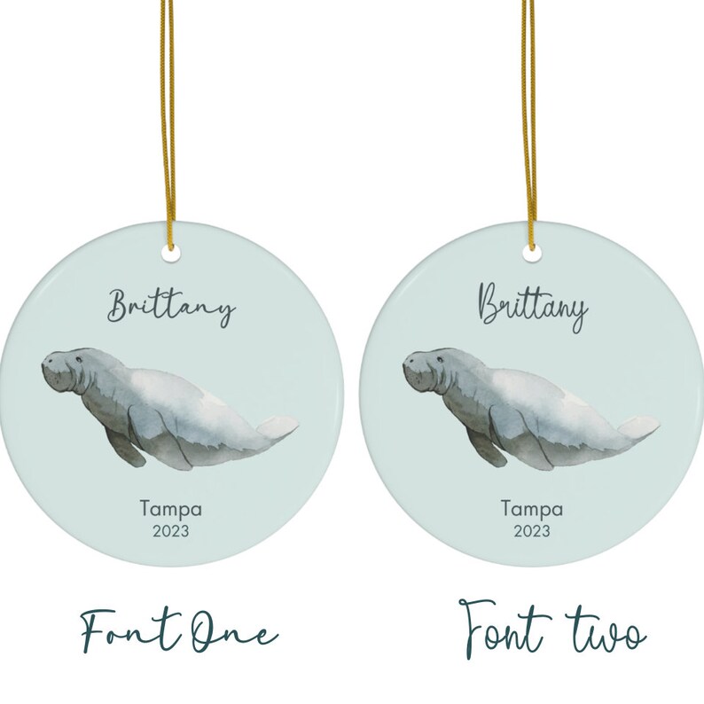 Personalized Manatee Ornament, Glass Manatee Ornament, Custom Florida ...