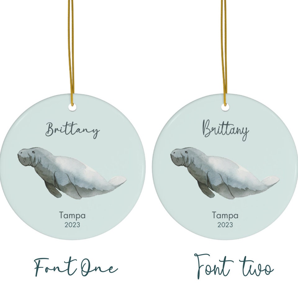 Personalized Manatee Ornament, Glass Manatee Ornament, Custom Florida ...