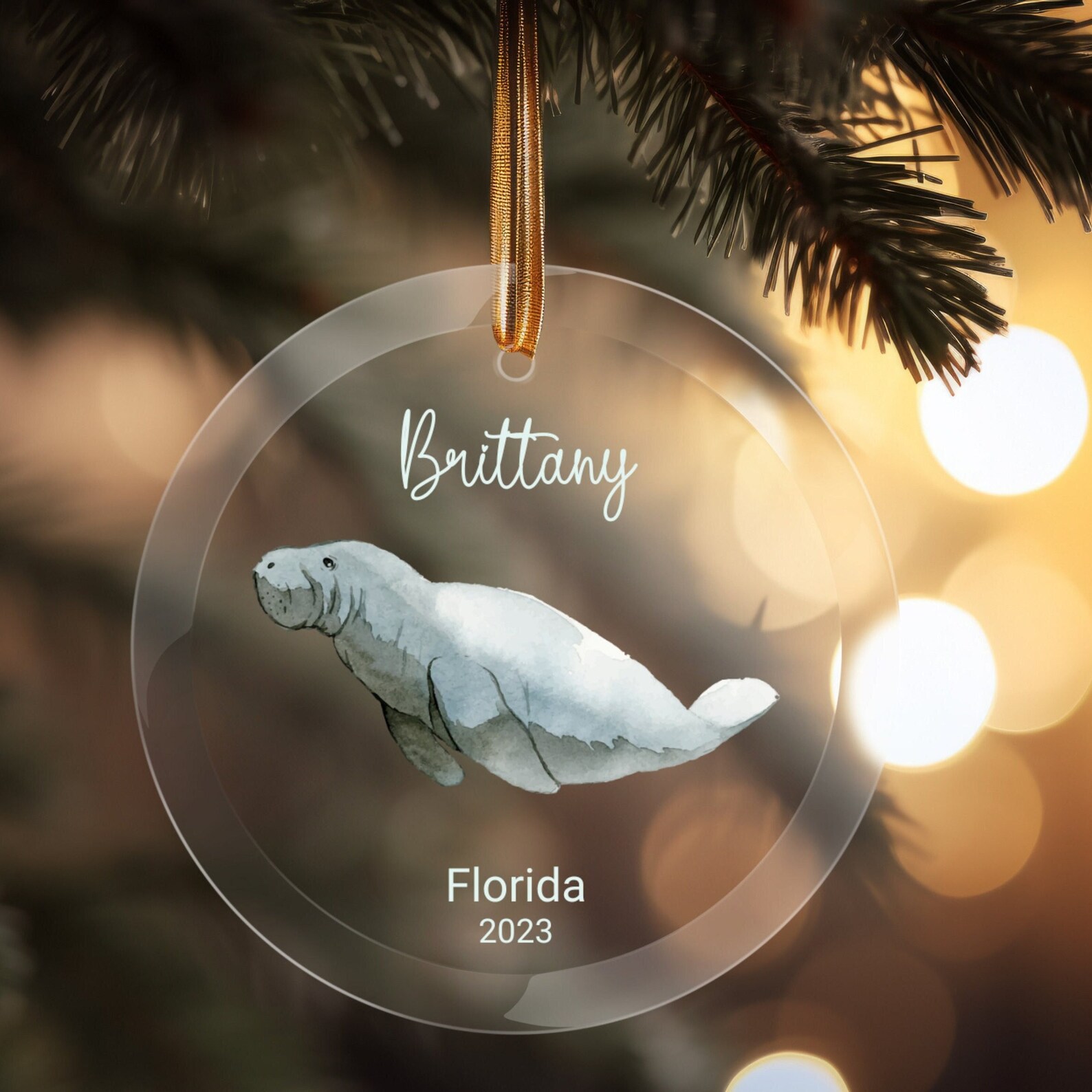 Personalized Manatee Ornament, Glass Manatee Ornament, Custom Florida ...