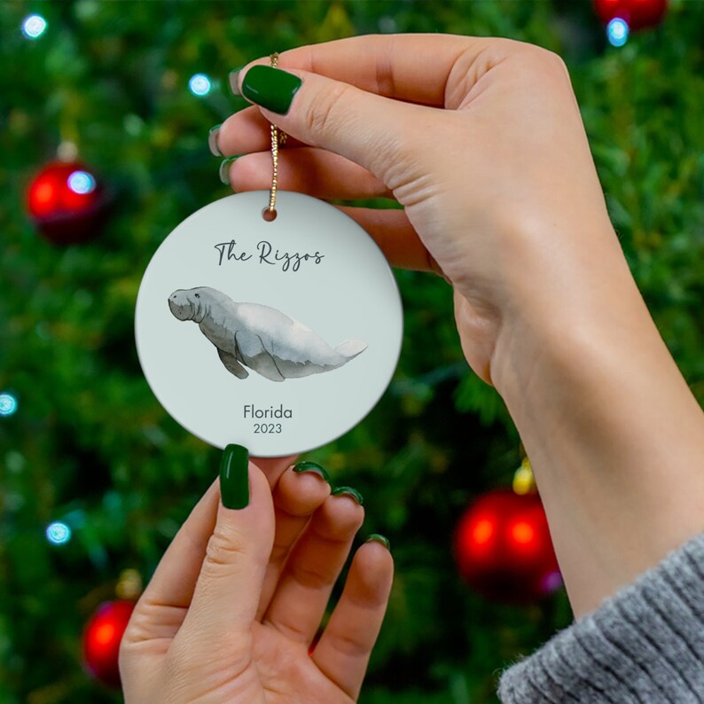 Personalized Manatee Ornament, Glass Manatee Ornament, Custom Florida ...