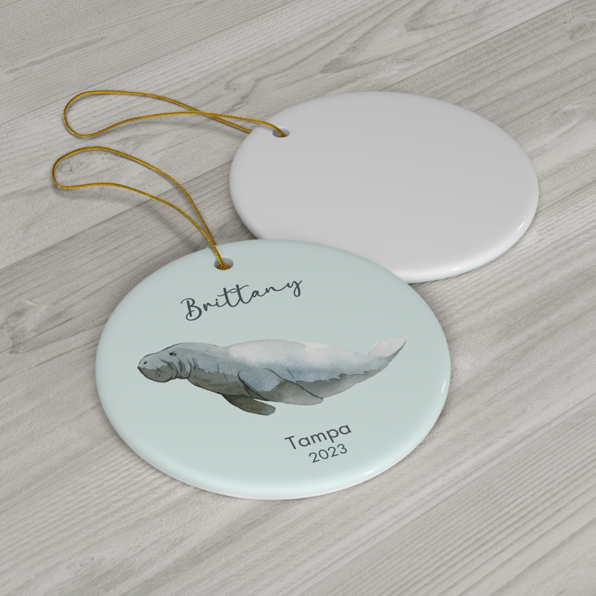 Personalized Manatee Ornament, Glass Manatee Ornament, Custom Florida ...