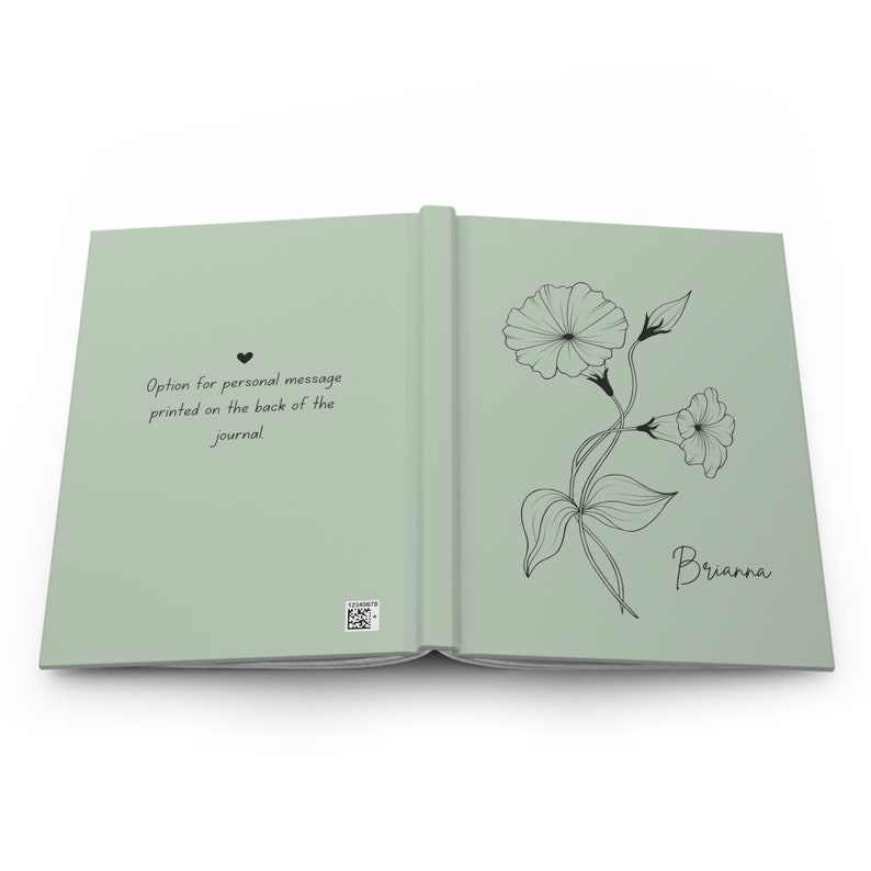 Personalized Birth Flower Hardcover Journal, Birth Month Gift, Custom ...