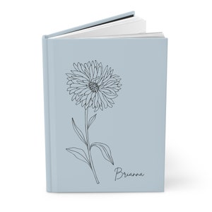 Personalized Birth Flower Hardcover Journal, Birth Month Gift, Custom ...