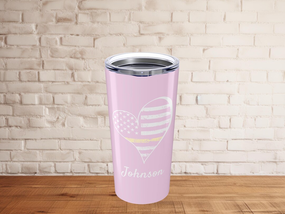 Personalized Dispatcher Tumbler: Thin Yellow Line Heart, Pink 20oz - Etsy