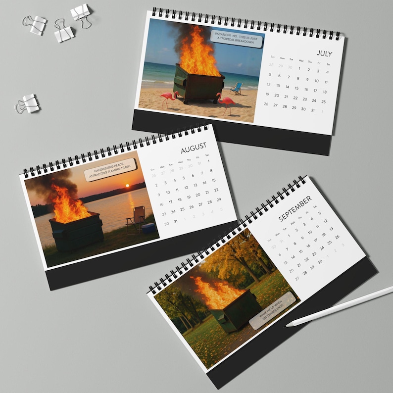Dumpster Fire Calendar 2026 Desk Calendar | Funny Quotes, Office Humor ...