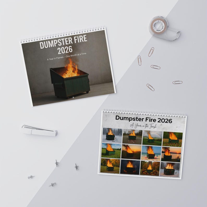 2026 Dumpster Fire Calendar Funny Desk Calendar Gag Gift Sarcastic ...