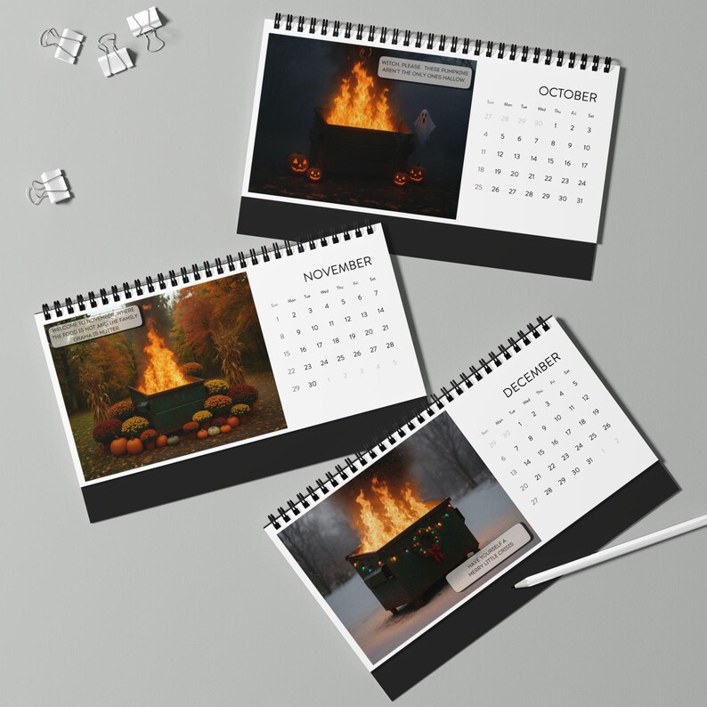 Dumpster Fire Calendar 2026 Desk Calendar | Funny Quotes, Office Humor ...