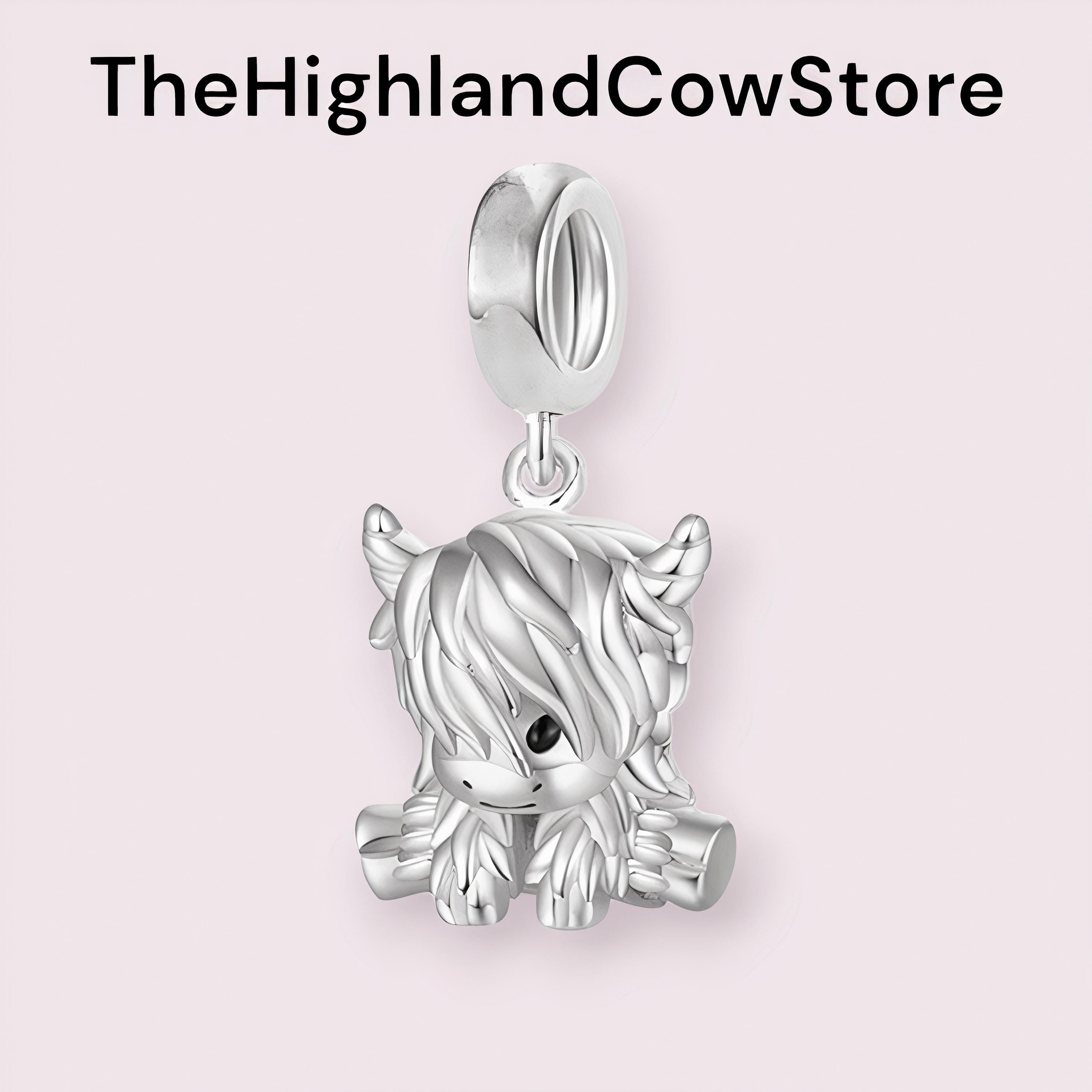 Dangling Highland Cow 925 Sterling Silver Pendant Charm | Highland Cow ...