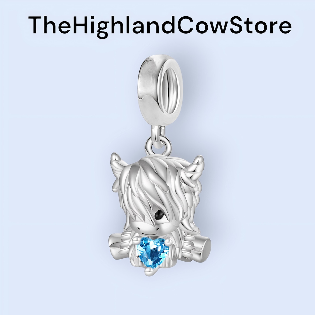 Blue Heart Highland Cow 925 Sterling Silver Pendant | Highland Cow ...
