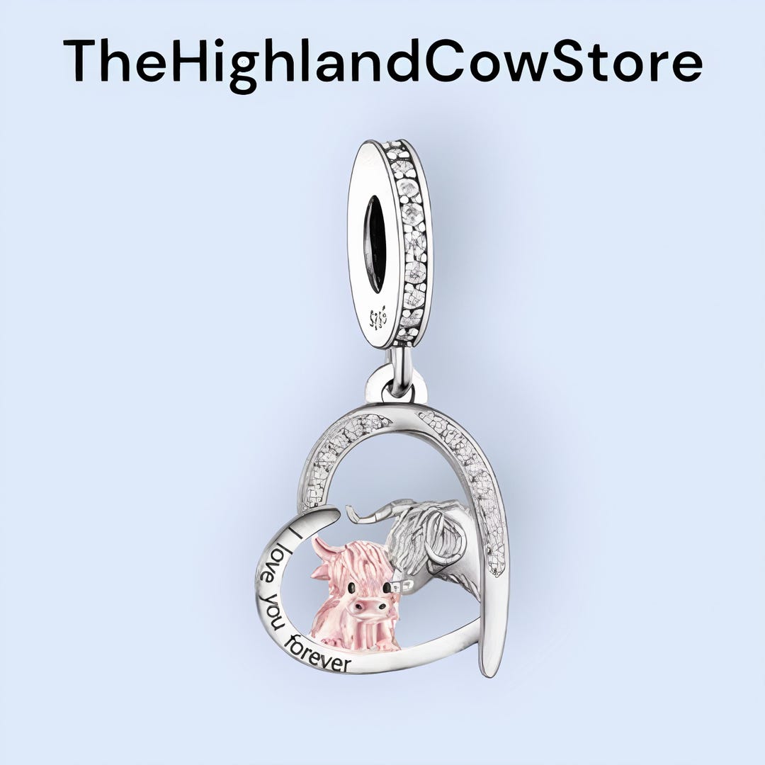 Highland Cow Baby and Mother 925 Sterling Silver Pendant Charm | I Love ...