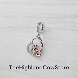 Highland Cow and Girl 925 Sterling Silver Pendant Charm | I Love You ...