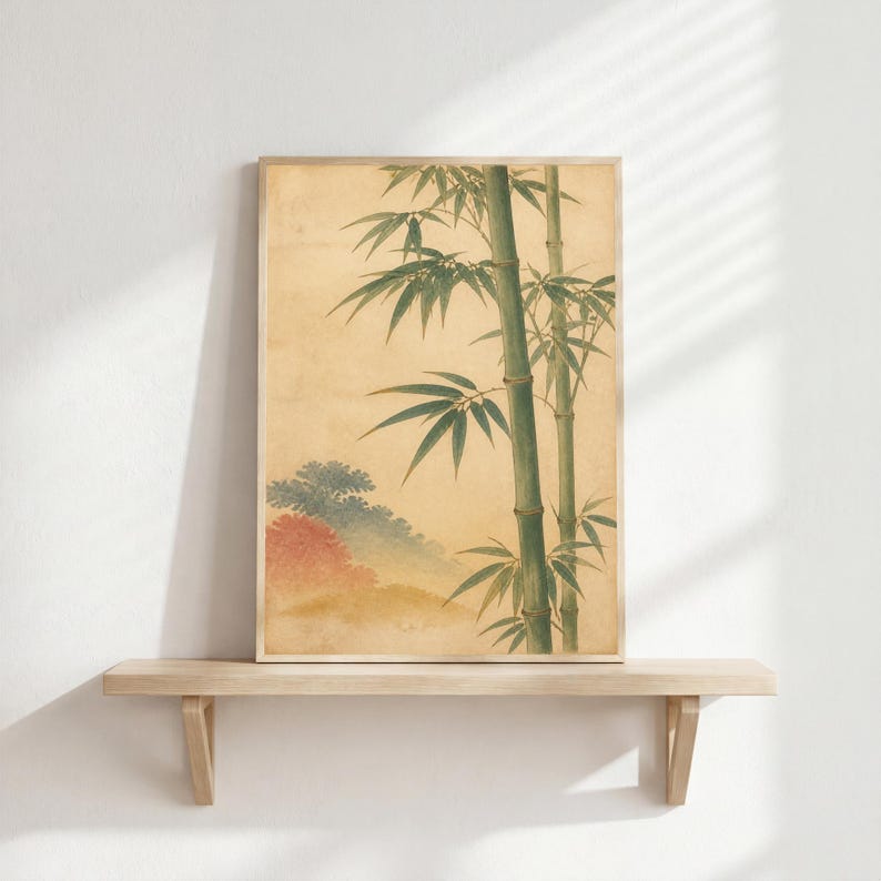 Vintage Bamboo Wall Art Print, Japanese Botanical Poster, Asian ...