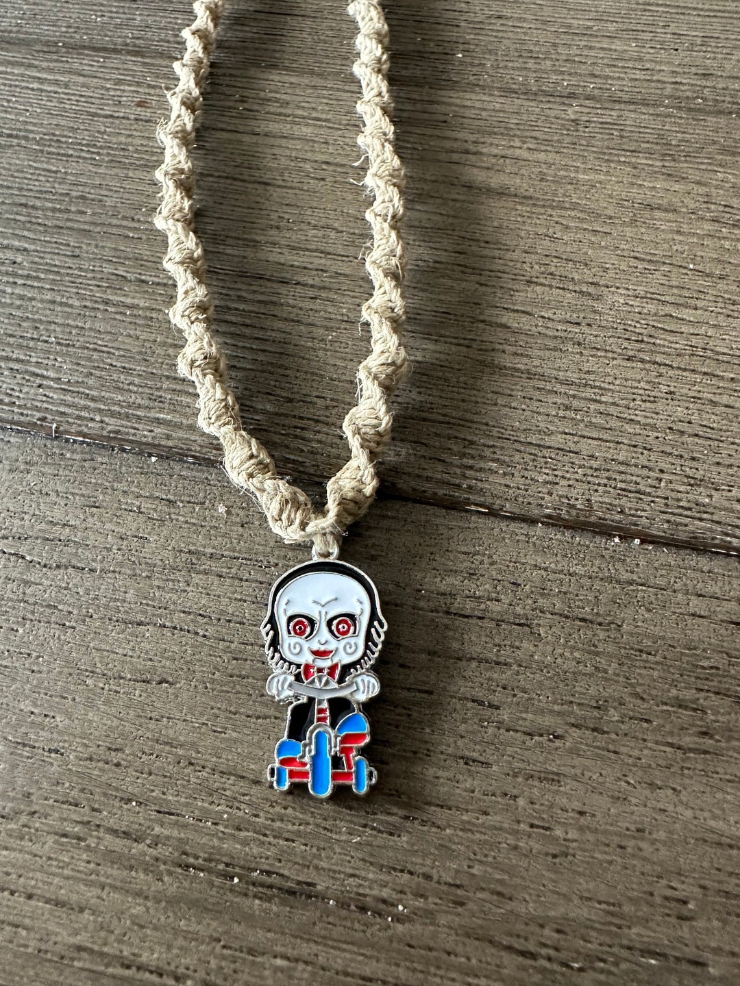 Billy the Puppet Halloween Handmade Hemp Necklace Saw Jigsaw - Etsy