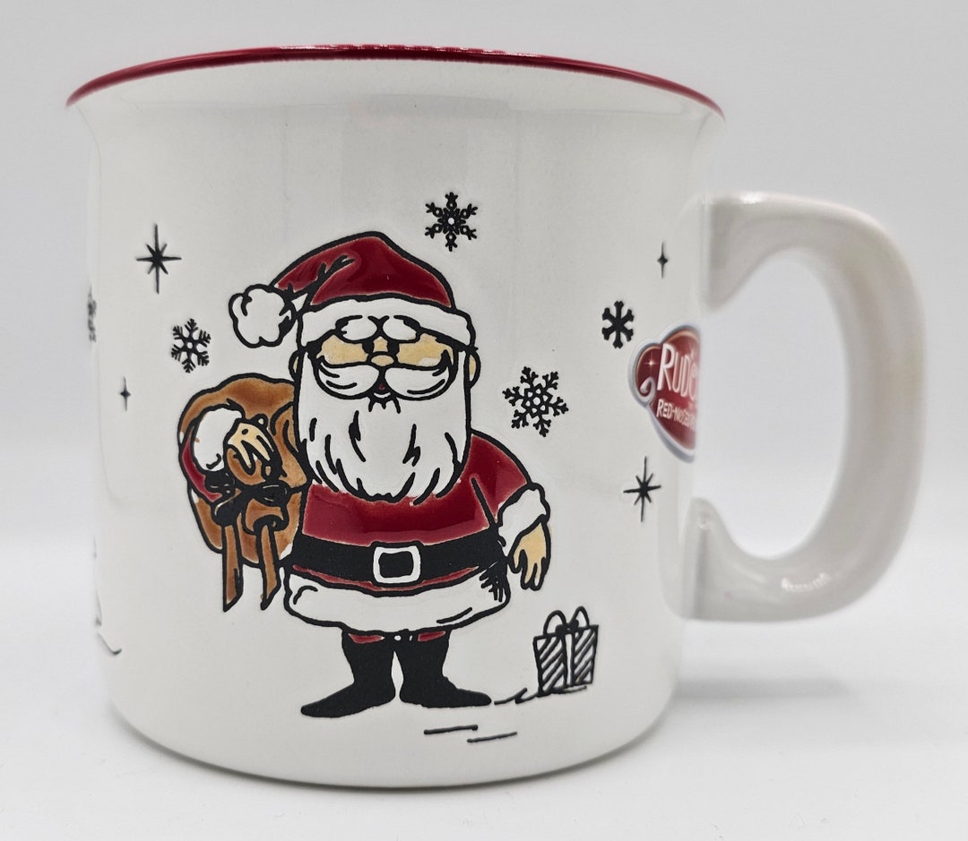 Santa Rudolph XL Christmas Vintage Style Coffee Mug - Etsy