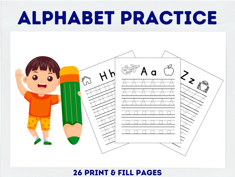 Alphabet Tracing A-Z - Printable Worksheets - Instant Download ...