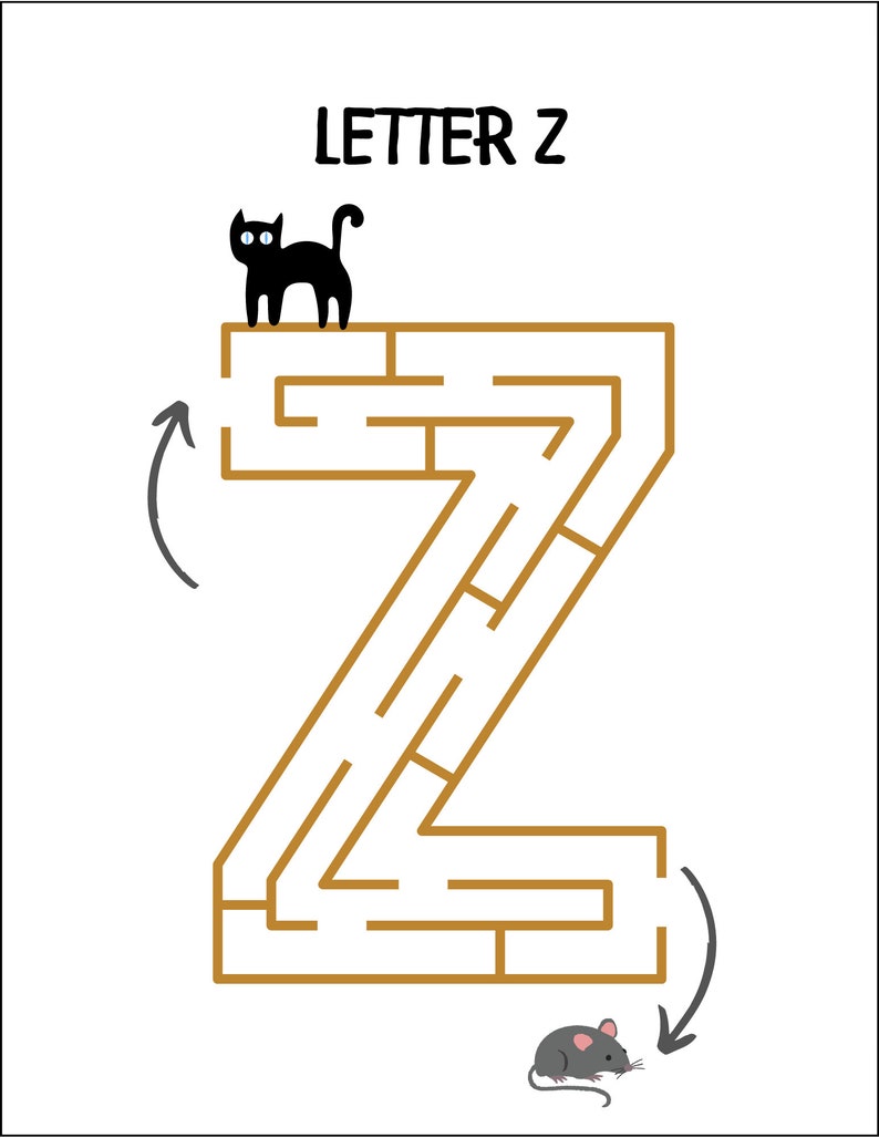Alphabet Maze Worksheets Printable Instant Download Educational - Etsy