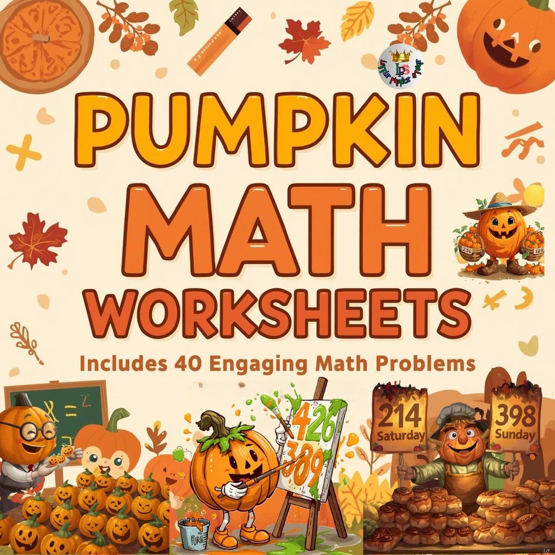 Pumpkin Math Worksheets: 4 Operations, Fall Activities (40 Activities ...