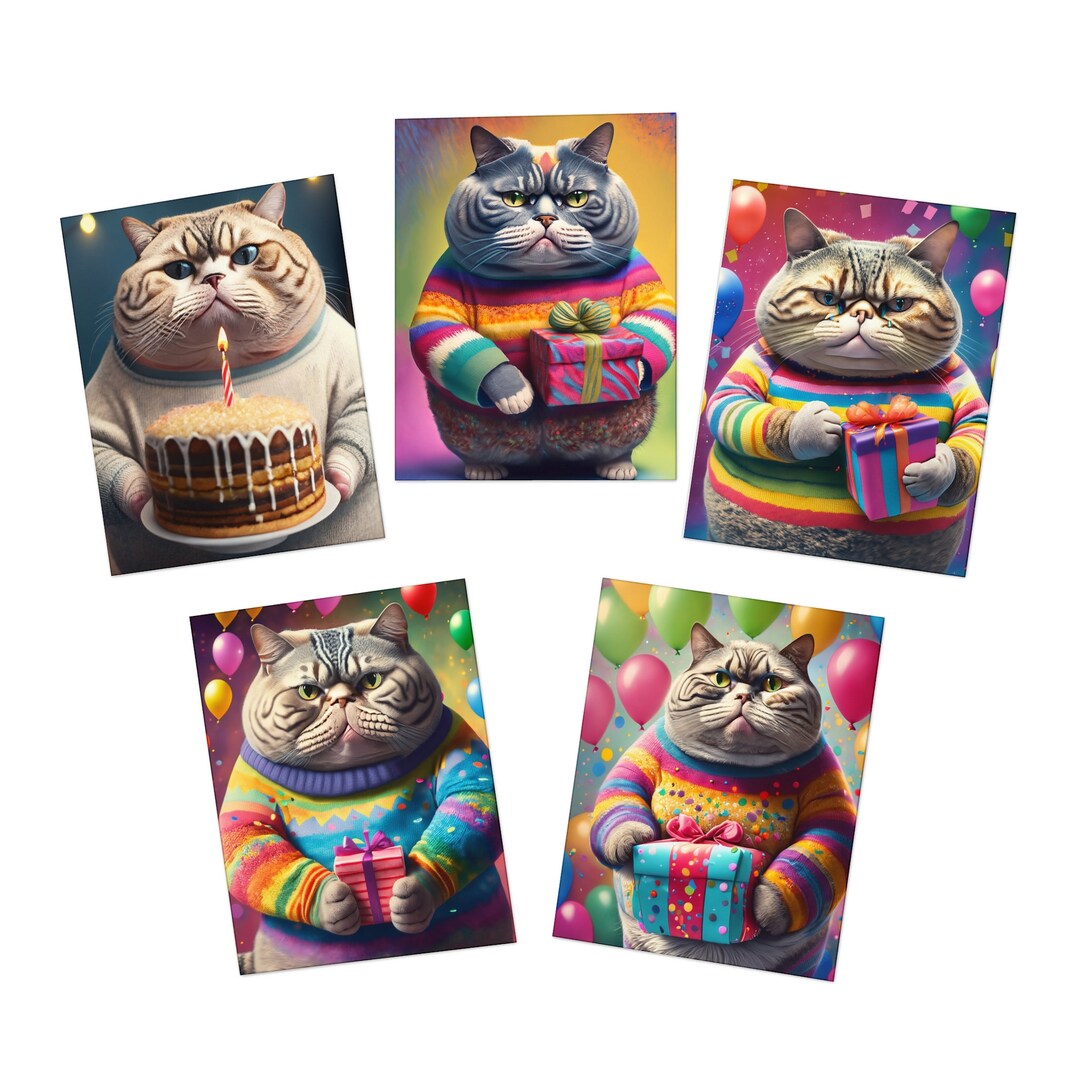 Fat Cat Birthday Card Multi-pack for Your Cat Loving Daughter - Etsy