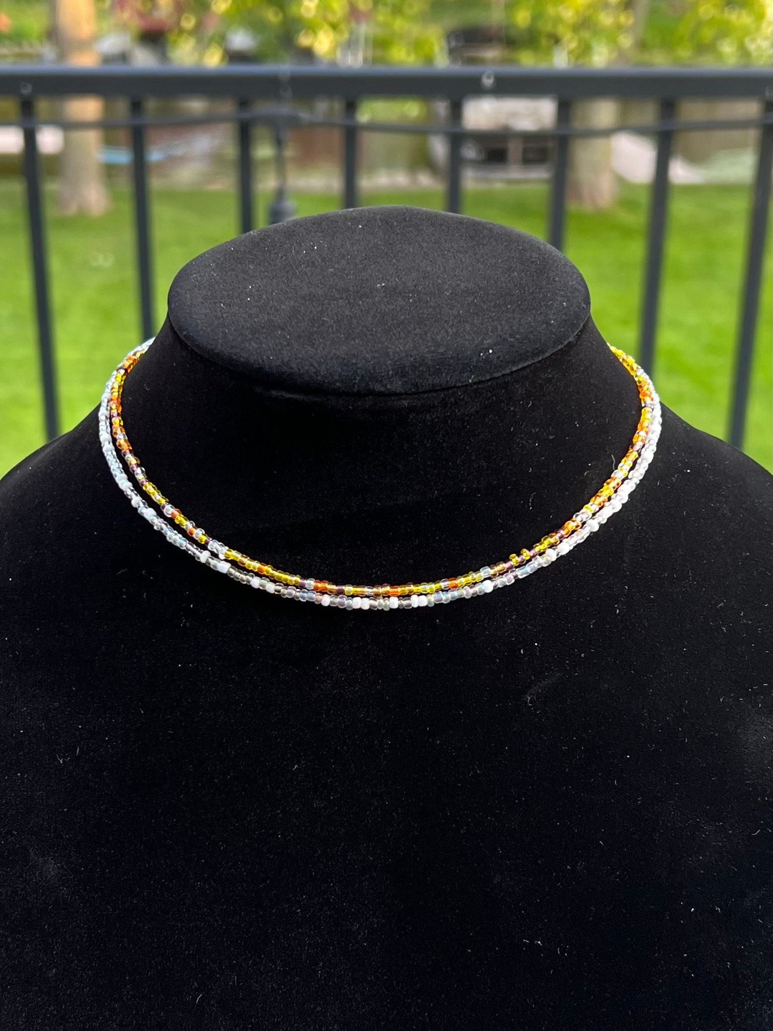 Moon and Sun Seed Bead Necklace SET Matching Beaded Necklaces Pair ...