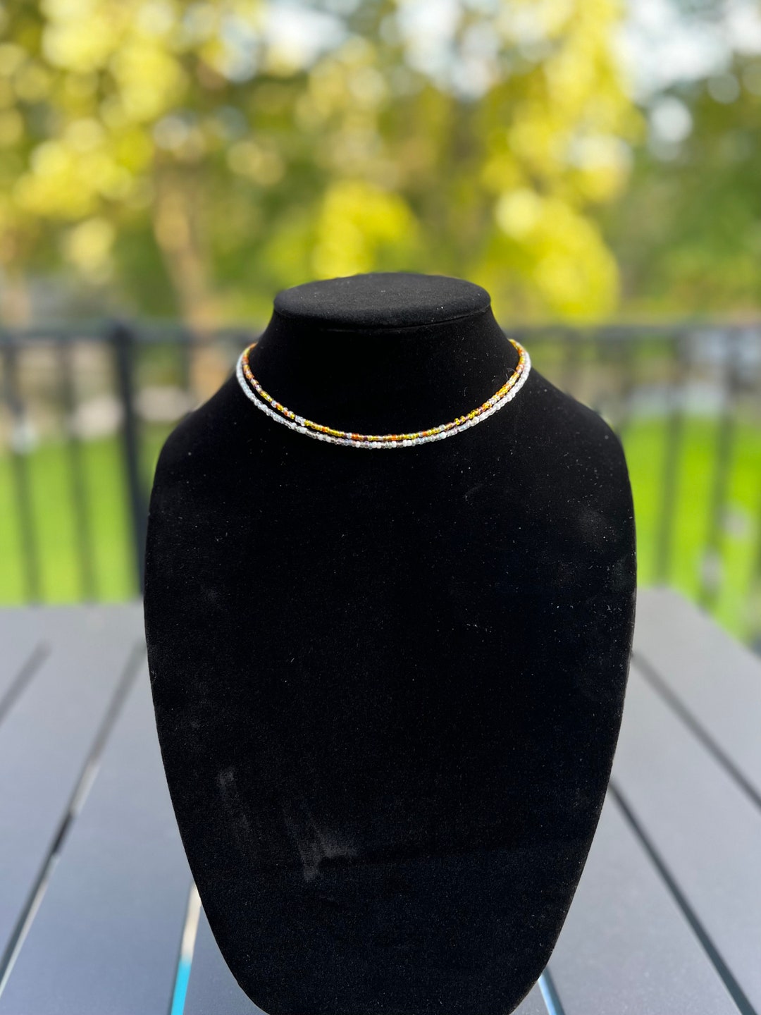 Moon and Sun Seed Bead Necklace SET Matching Beaded Necklaces Pair ...