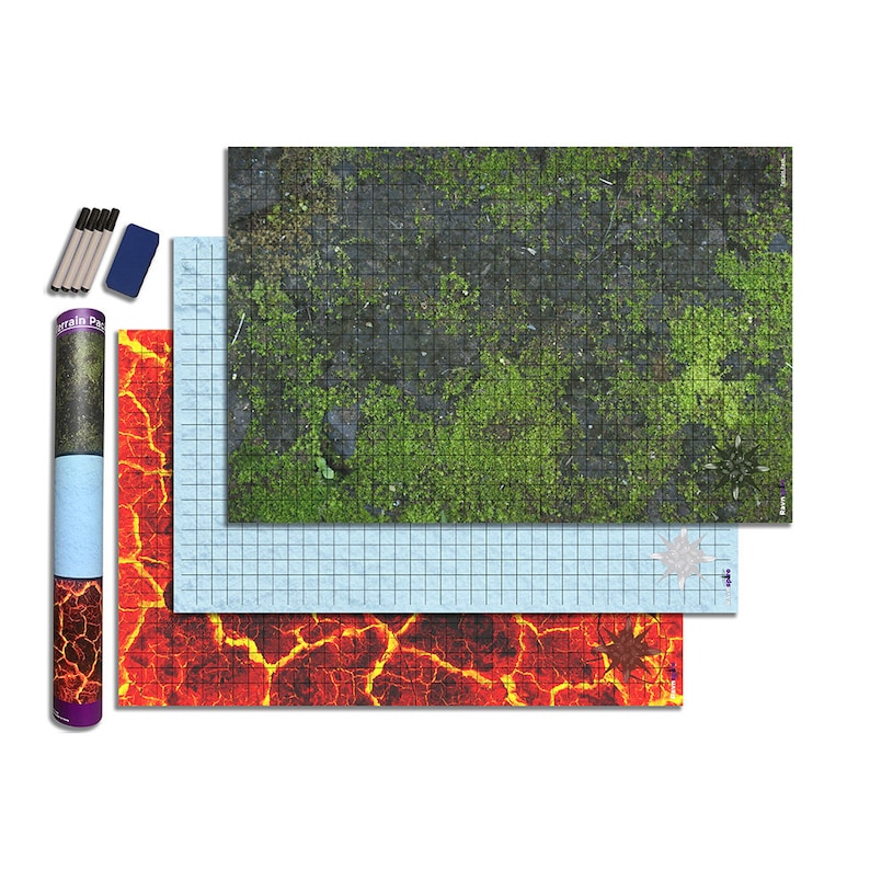 DND Battle Mat 3 Pack Starter Set Accessory for RPG Role Playing Games ...