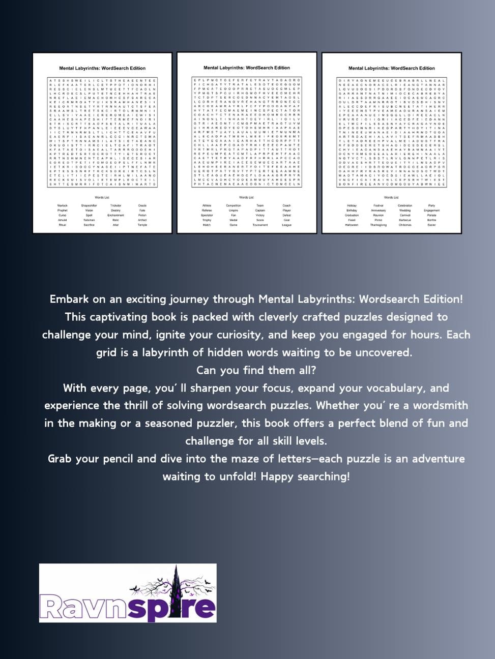 Mental Labyrinth's: Word Search Edition - Word Search for Adults - Etsy