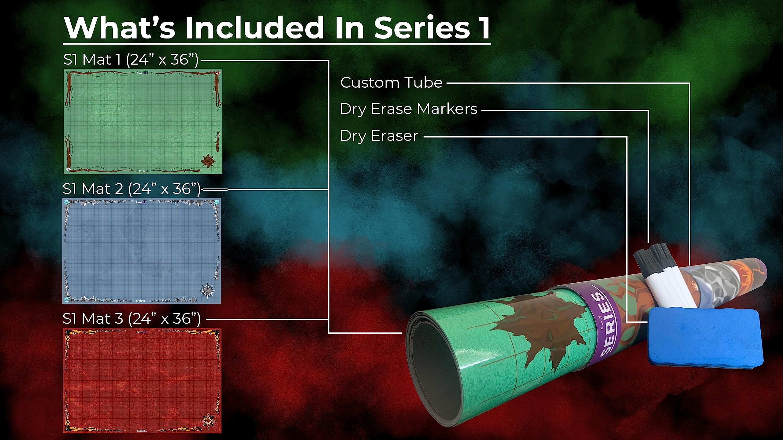 DND Battle Mat 3 Pack Starter Set Accessory for RPG Role Playing Games ...