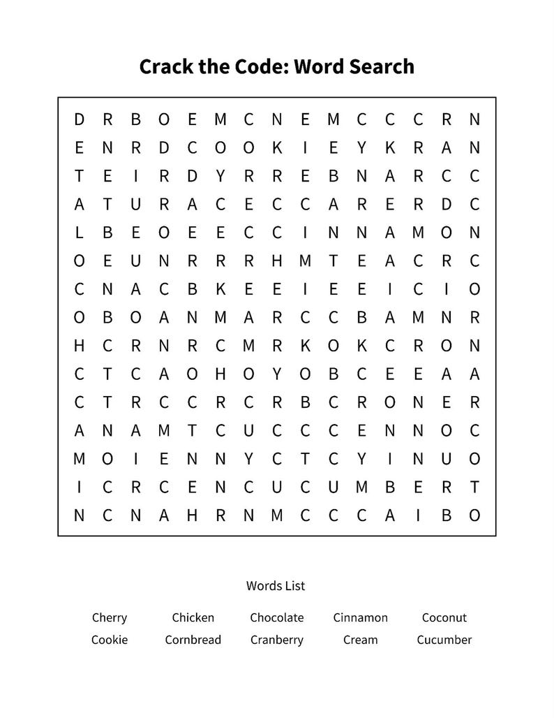 Crack the Code: Word Search - Word Search Puzzles for Kids - Etsy