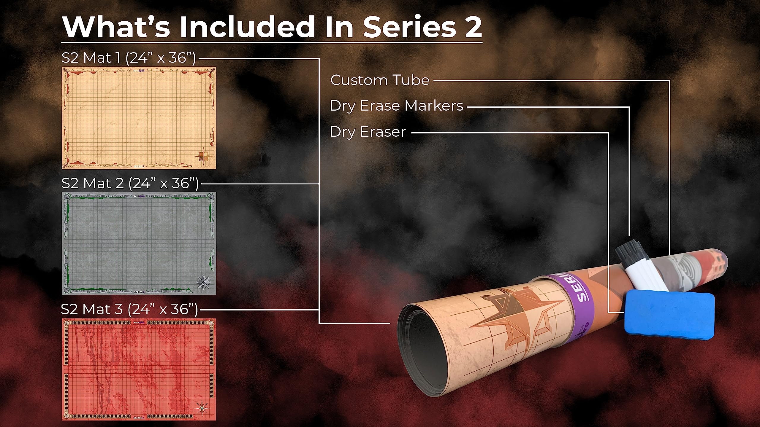 DND Battle Mat 3 Pack Starter Set Accessory for RPG Role Playing Games ...
