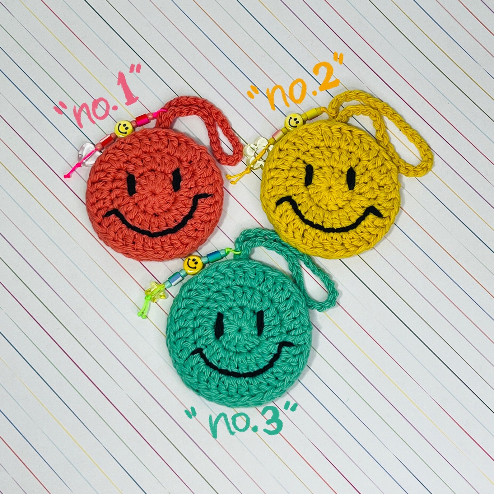 Smiley Face Keychain Smile Crochet Keychain Knitted Smiley - Etsy