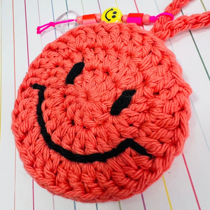 Smiley Face Keychain Smile Crochet Keychain Knitted Smiley - Etsy