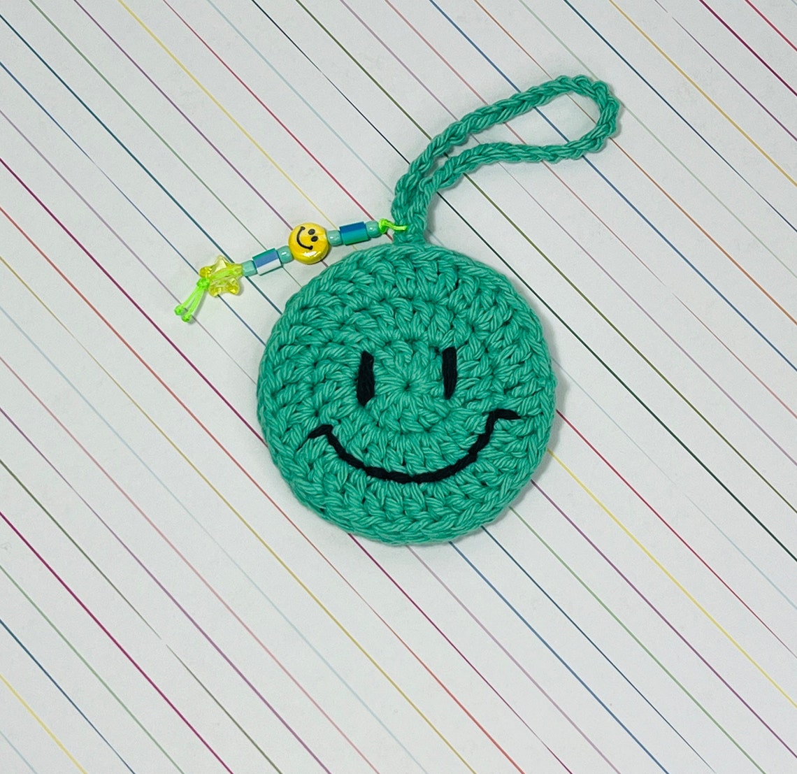 Smiley Face Keychain Smile Crochet Keychain Knitted Smiley - Etsy