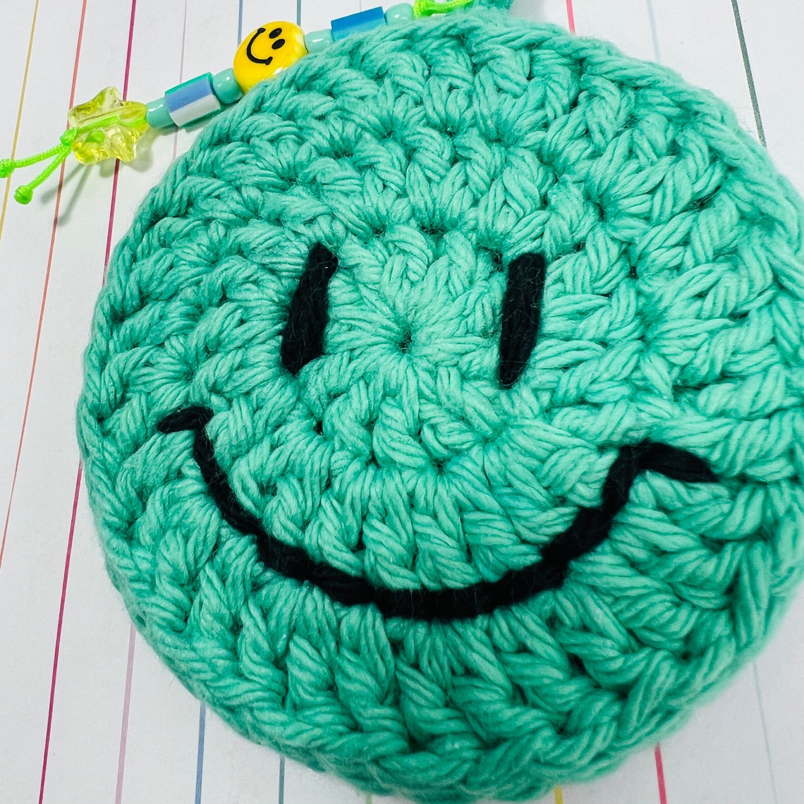 Smiley Face Keychain Smile Crochet Keychain Knitted Smiley - Etsy