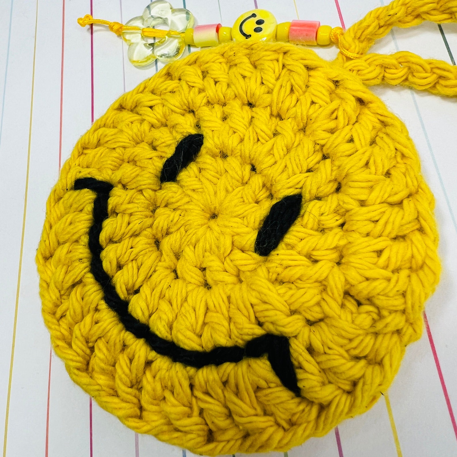 Smiley Face Keychain Smile Crochet Keychain Knitted Smiley - Etsy
