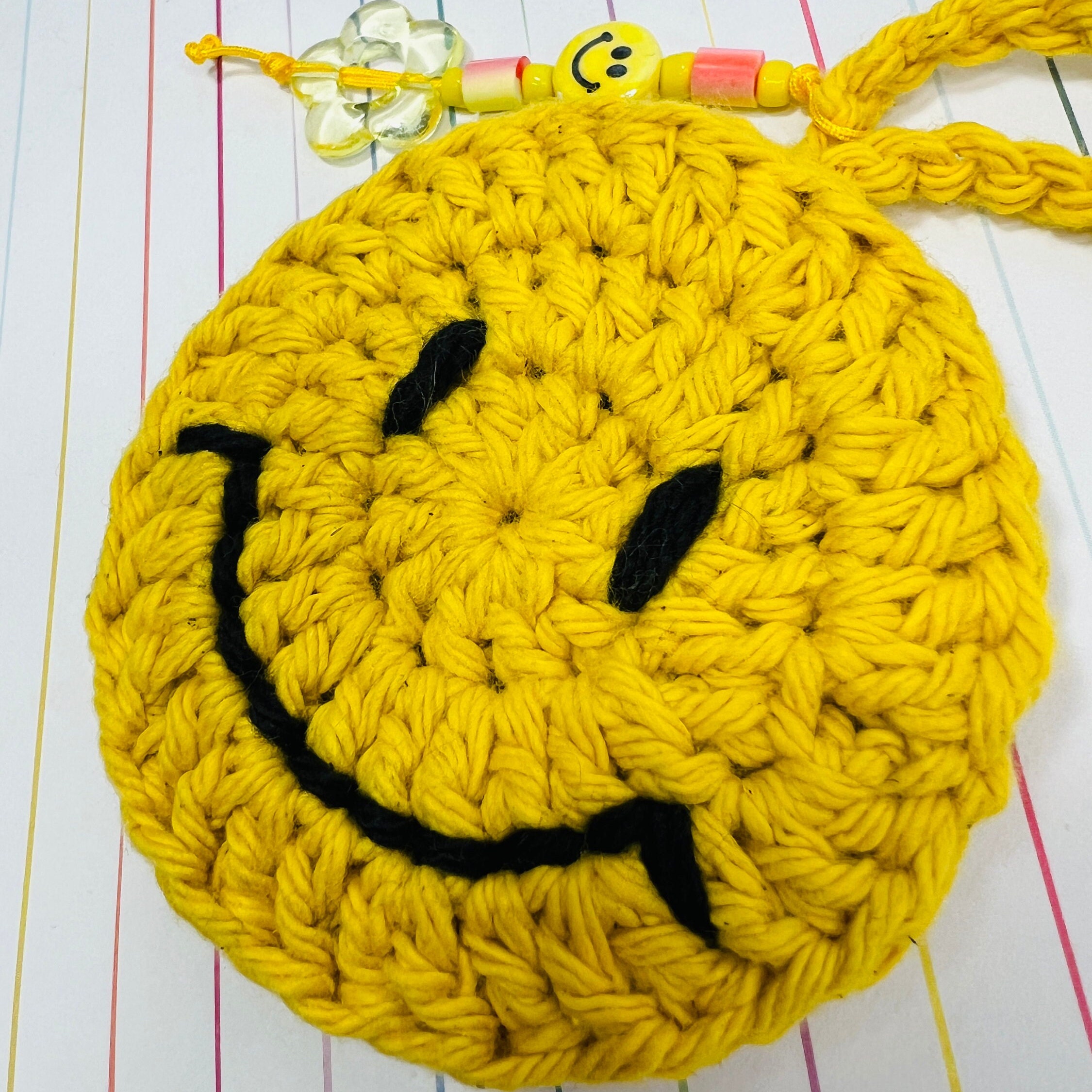 Smiley Face Keychain Smile Crochet Keychain Knitted Smiley - Etsy