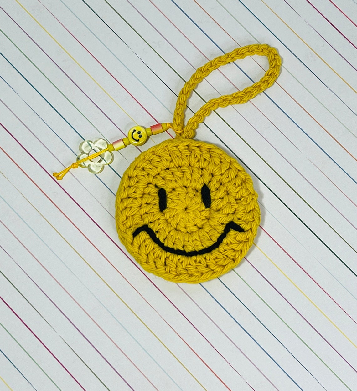 Smiley Face Keychain Smile Crochet Keychain Knitted Smiley - Etsy