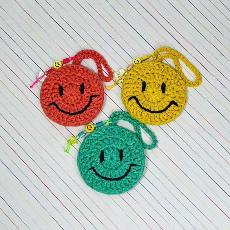 Smiley Face Keychain Smile Crochet Keychain Knitted Smiley - Etsy