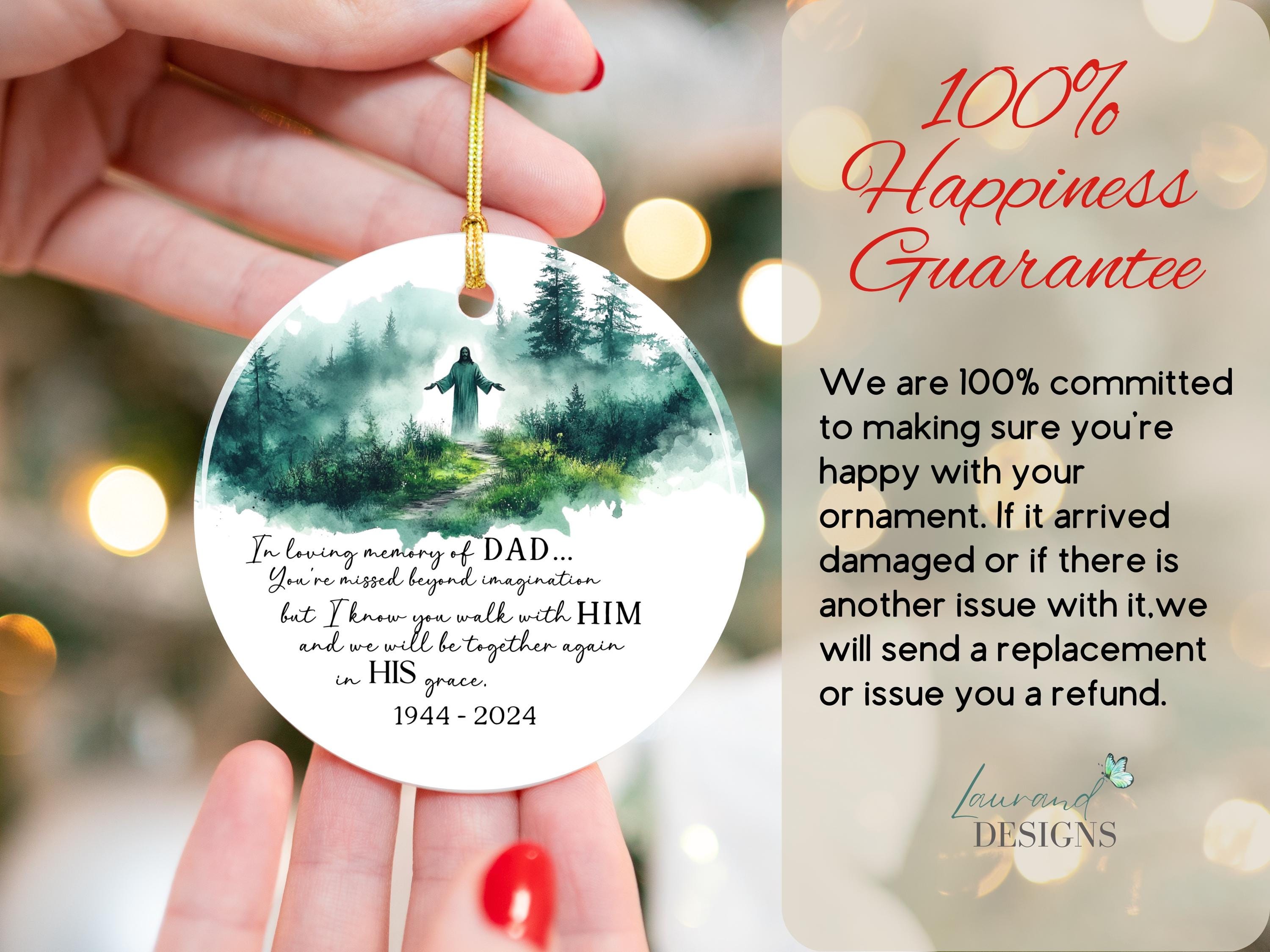 Personalized Memorial Ornament Custom Walking With Jesus Memorial ...